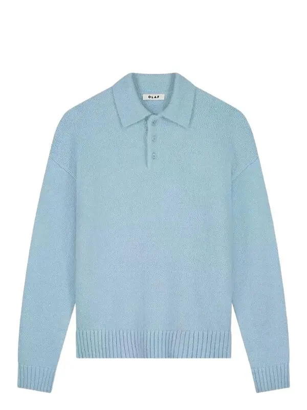 OLAF Button-collar Sweater - Blue