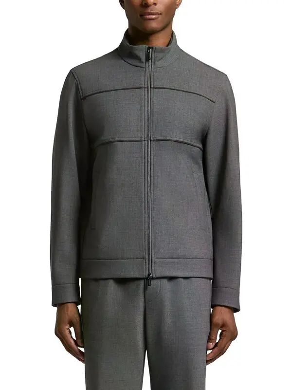 Peserico Zip-up Panelled Sweater - Grey