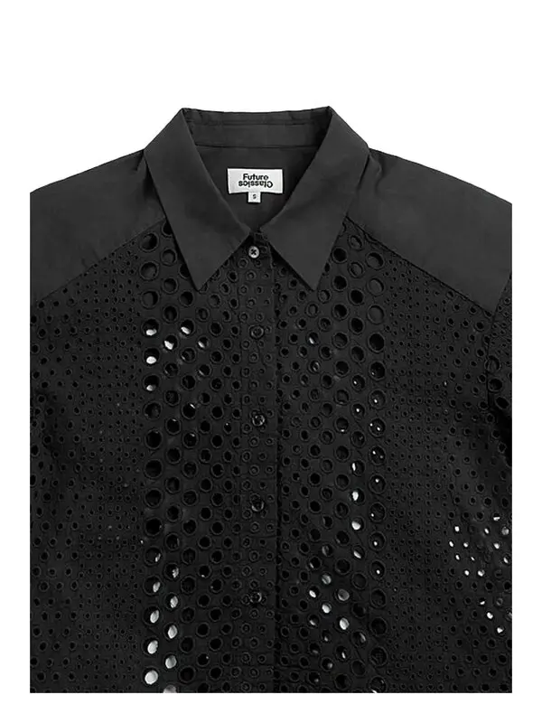 FUTURE CLASSICS Cropped Eyelet-lace Shirt - Black