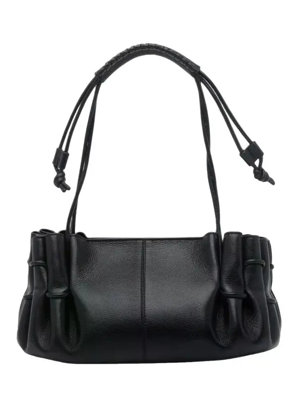 Hereu Arta Ruched Leather Shoulder Bag - Black