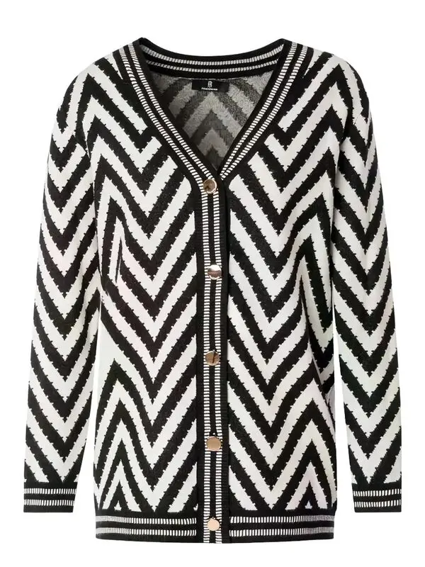 FRACOMINA Chevron-pattern Button-up Cardigan - Black
