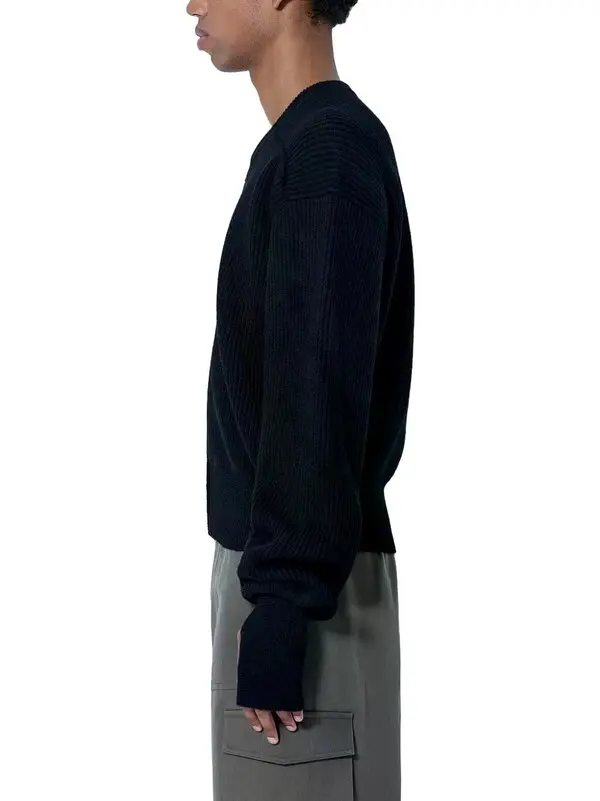 RIER Ribbed-knit Zip-up Cardigan - Black
