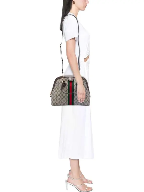 Gucci 2016-2026 Medium Gg Supreme Ophidia Web Satchel - Neutrals