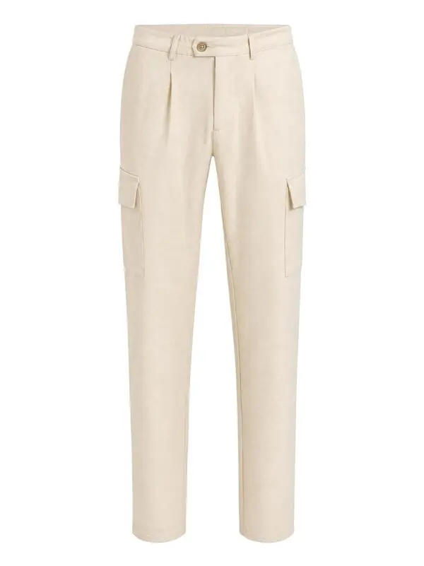 COULANGE Neutrals C25 Pleated Cotton Trousers - Beige
