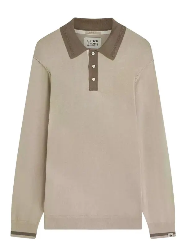 Scotch & Soda Long-sleeve Polo Shirt - Neutrals