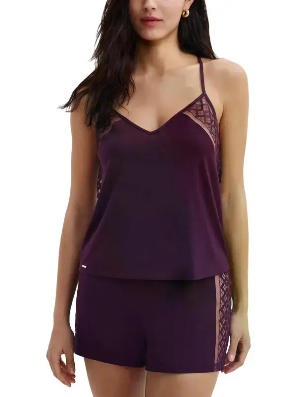 AUBADE Sweet Obsession Lace-panelled Pyjama Top - Purple