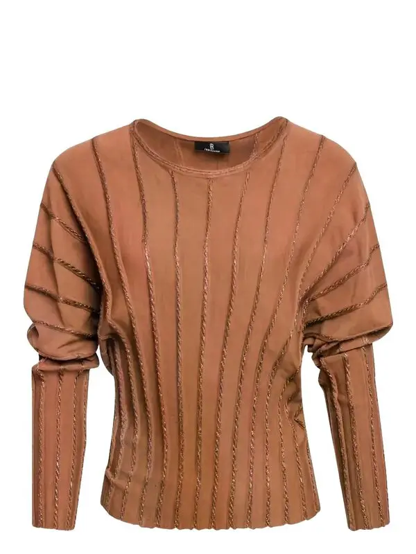 FRACOMINA Ribbed-knit Metallic-thread Sweater - Brown