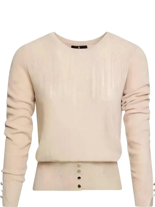 FRACOMINA Button-embellished Ribbed-knit Sweater - Neutrals