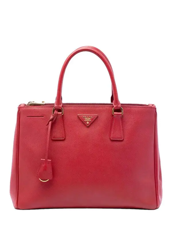 Prada 2010-2026 Medium Saffiano Lux Galleria Double Zip Tote Satchel - Red