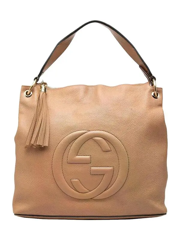 Gucci 2000-2015 Large Pebbled Calfskin Soho Convertible Hobo Satchel - Neutrals