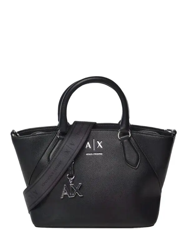Armani Exchange Logo-plaque Pebbled Tote Bag - Black