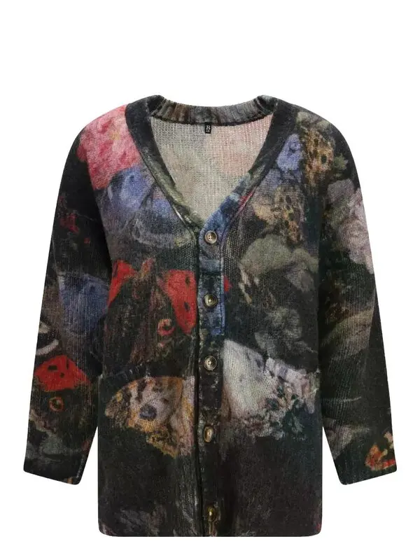 R13 Floral-print Oversized Cardigan - Black