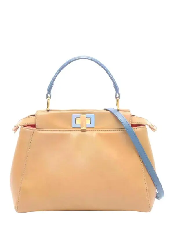 Fendi 2010-2026 Mini Leather Peekaboo Iconic Satchel - Brown