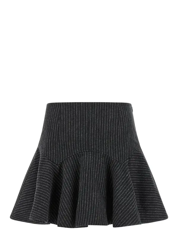 GANNI Pinstriped Flannel Skirt - Gray