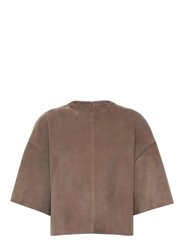 Max Mara Suede Crop-sleeve T-shirt - Brown