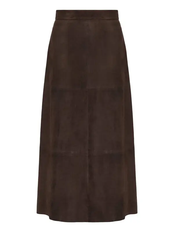 Max Mara Suede Midi Skirt - Brown
