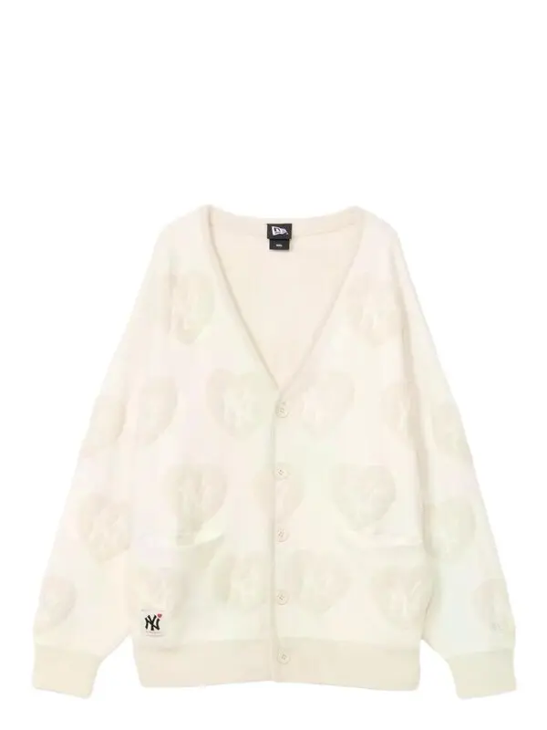 New Era Heart-intarsia Knit Cardigan - Neutrals