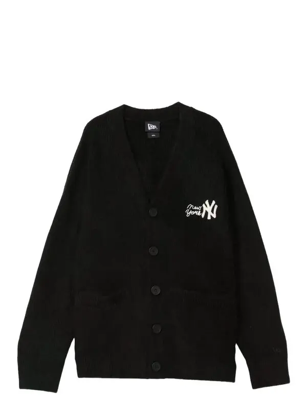 New Era Logo-embroidered Ribbed-knit Cardigan - Black