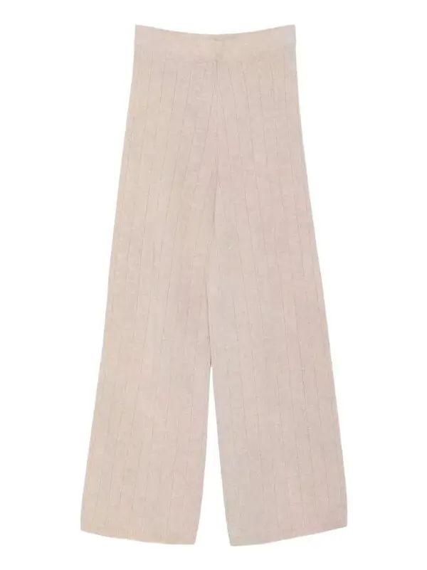 D.exterior Ribbed-knit Wide-leg Trousers - Neutrals