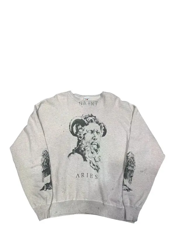 SAINT MXXXXXX Aries Graphic-print Sweater - Neutrals