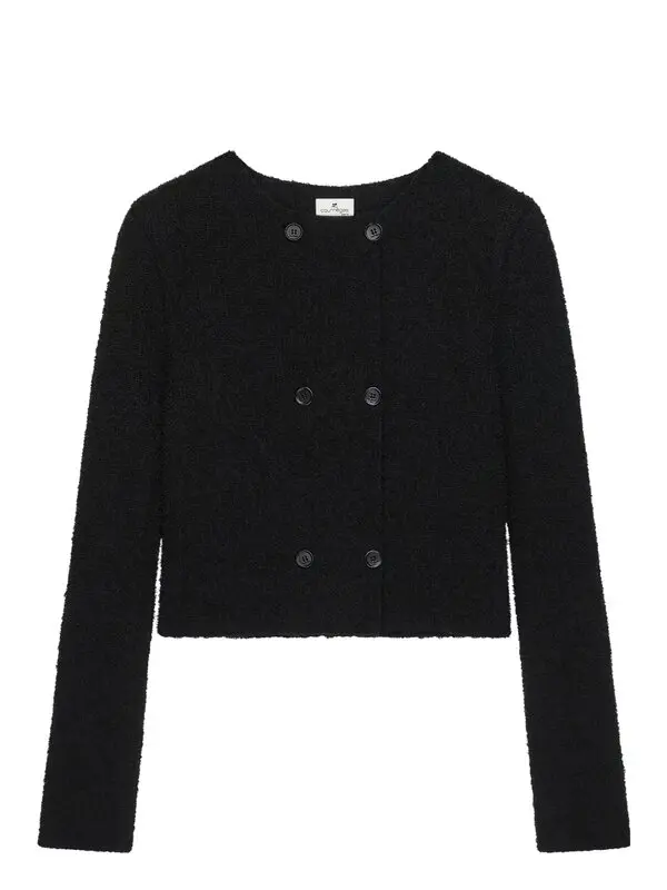 COURREGES Courrèges Bouclette Knit Double Breasted Jacket - Black