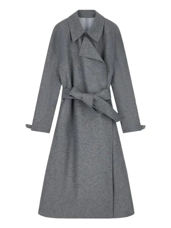 Emporio Armani Belted Wool-blend Oversized Coat - Grey