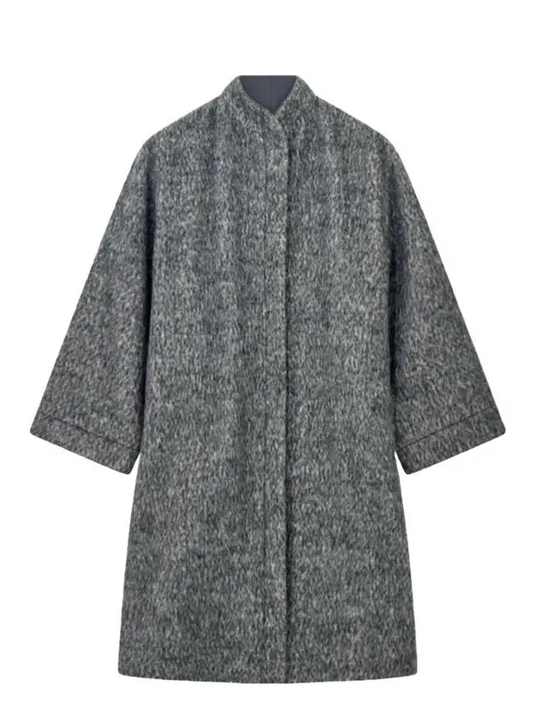 Emporio Armani Melange Concealed-fastening Coat - Grey