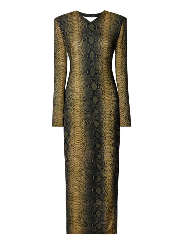 Norma Kamali Snake Print Midi Skirt - No