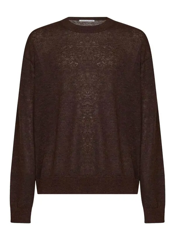 Studio Nicholson Ribbed Crewneck Knitted Sweater - Chestnut