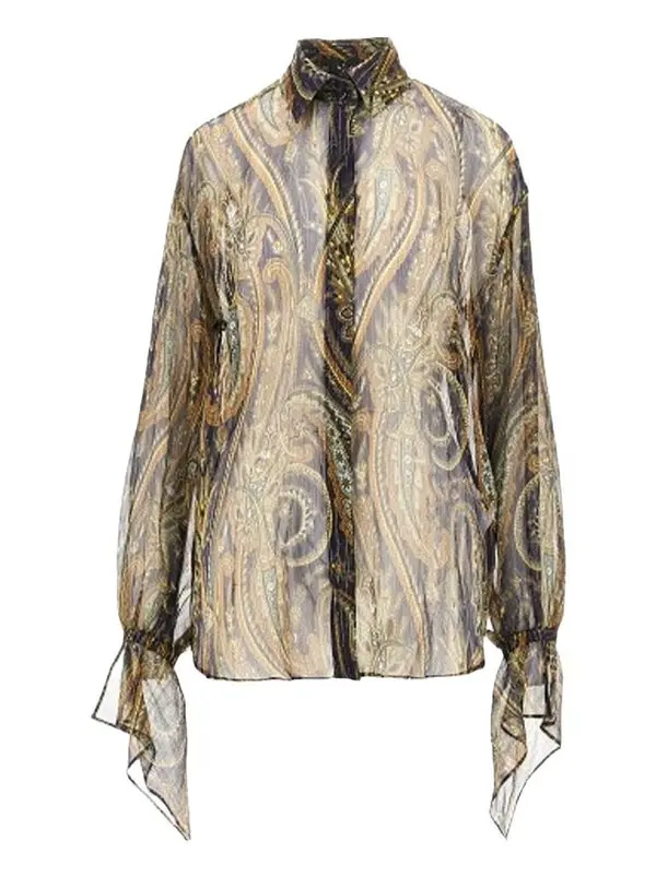 Etro Sheer Paisley Printed Flared Cuff Shirt - Multicolor