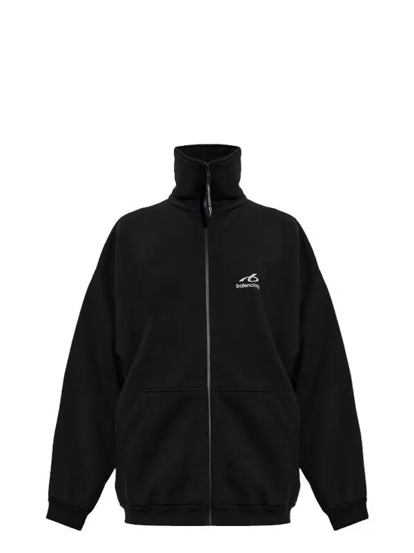 Balenciaga Logo-print Zip-up Sweater - Black