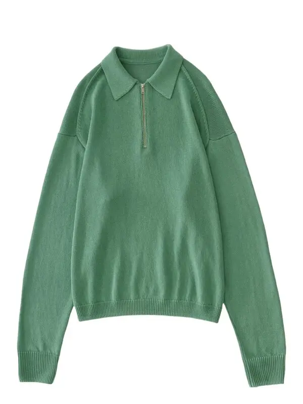 Studio Nicholson Heddy Zip Polo Sweater - Apple