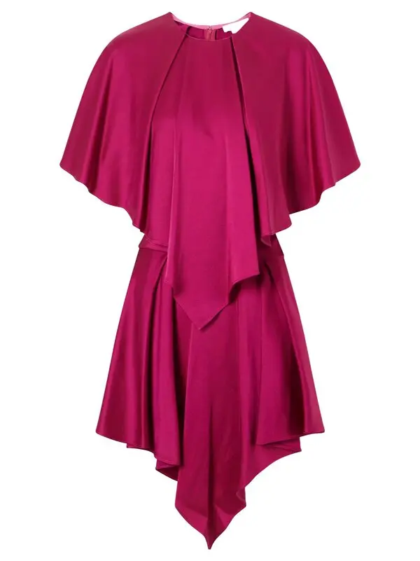 Stella McCartney Gathered Tiered Satin Midi Dress - Red