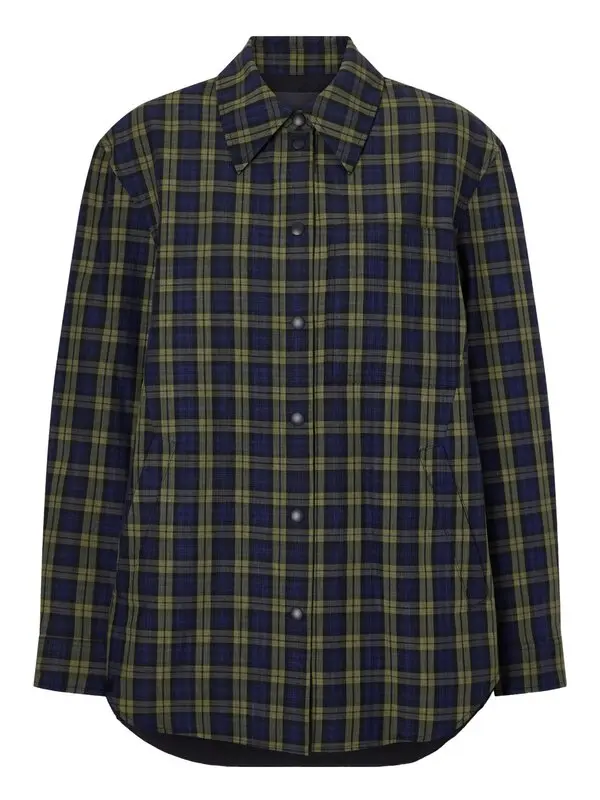 Tibi Checked Shirt Jacket - Black