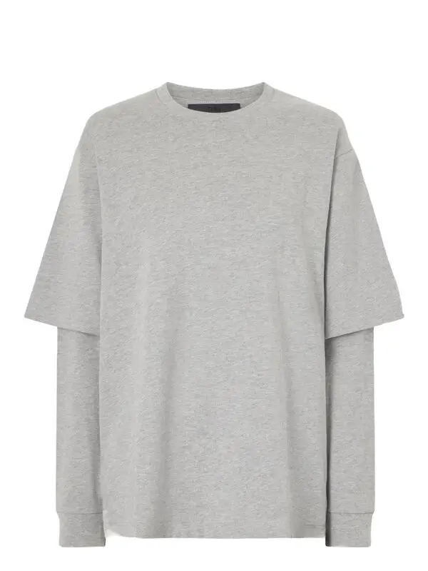Tibi Perfect T Layered Cotton-jersey T-shirt - Gray