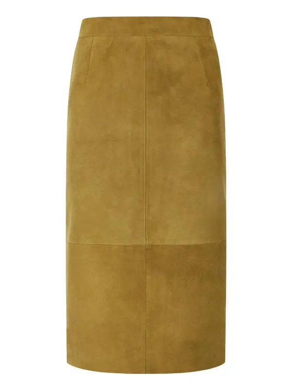 Altuzarra Hank Paneled Suede Knee-length Skirt - Brown