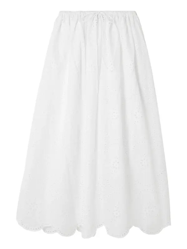 Matteau Scalloped Broderie Anglaise Cotton Midi Skirt - No