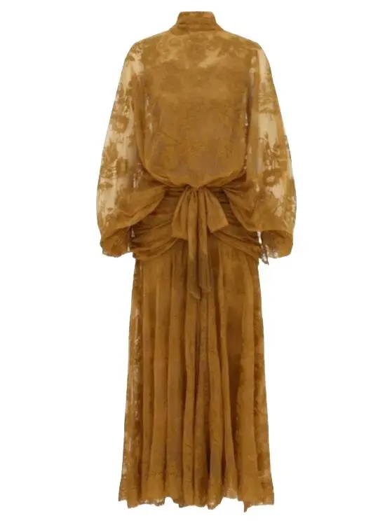 Zimmermann Ascent Batwing Lace Gown - Chartreuse