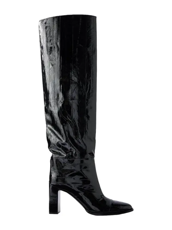 JIMMY CHOO Caly 85 Eel-effect Leather Knee Boots - No