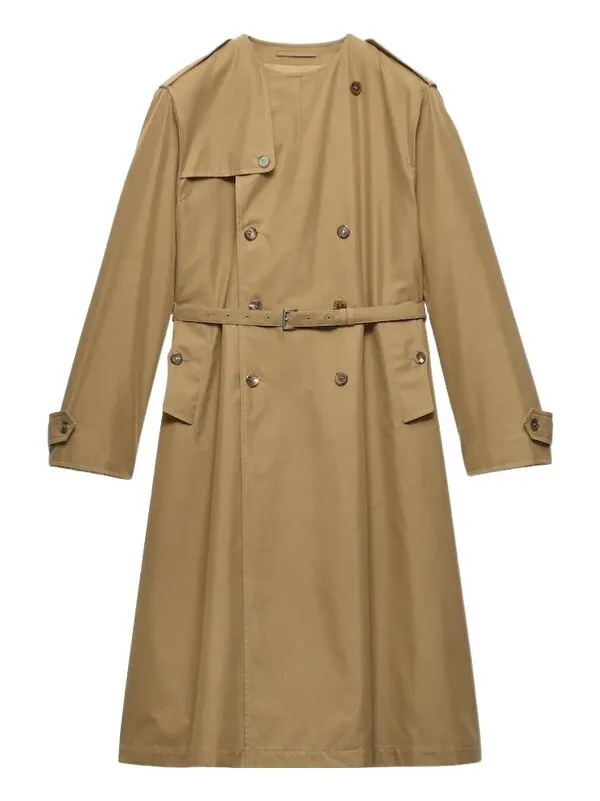 Prada Double-breasted Belted Coat - Clay Grey