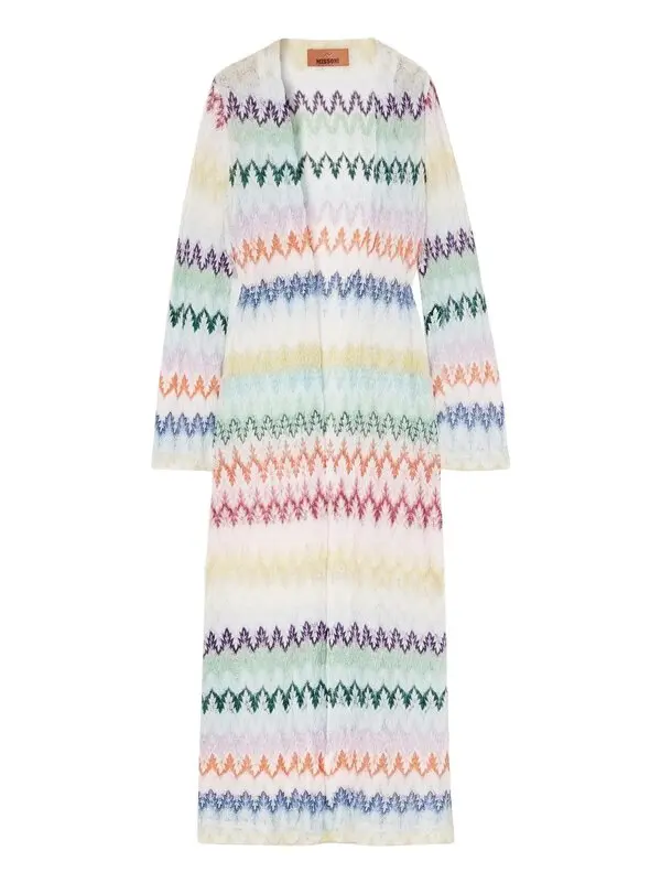 Missoni Striped Metallic Crochet-knit Cardigan - No