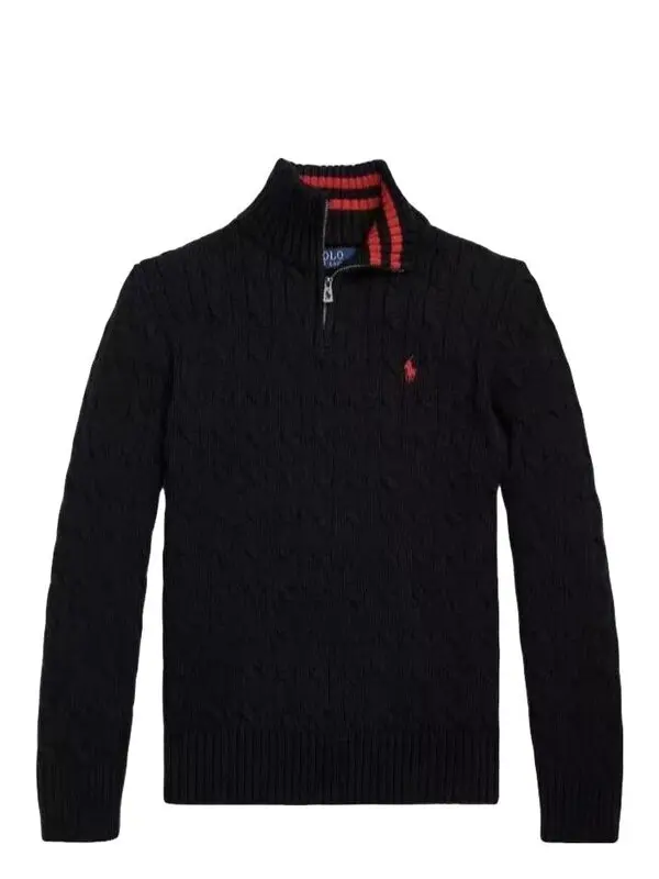 Polo Ralph Lauren Cable Knit Quarter-zip Jumper - Black