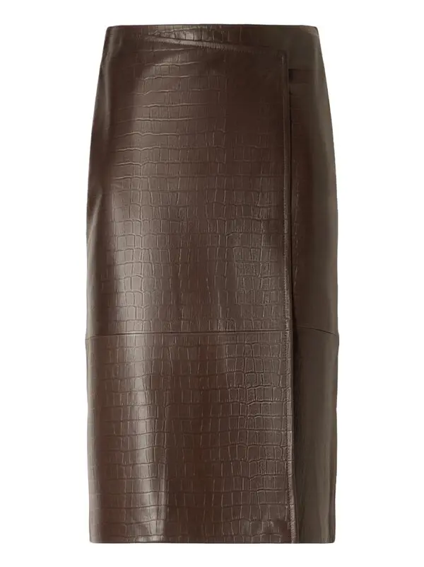 Nour Hammour Leather Midi Wrap Skirt - No