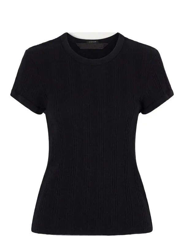 MOTHER Ribbed Cotton-jersey T-shirt - Black