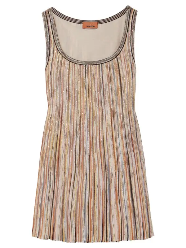 Missoni Striped Sequined Metallic Ribbed-knit Mini Dress - No