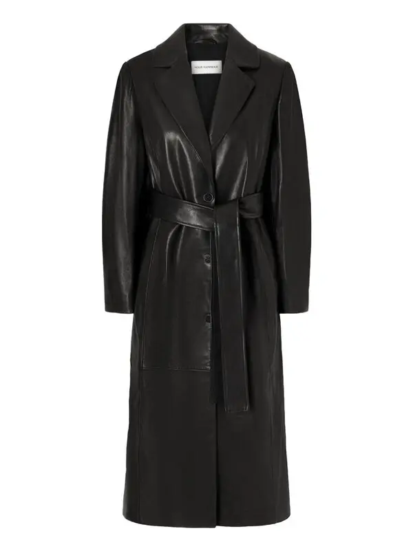 Nour Hammour Camden Belted Leather Coat - Black