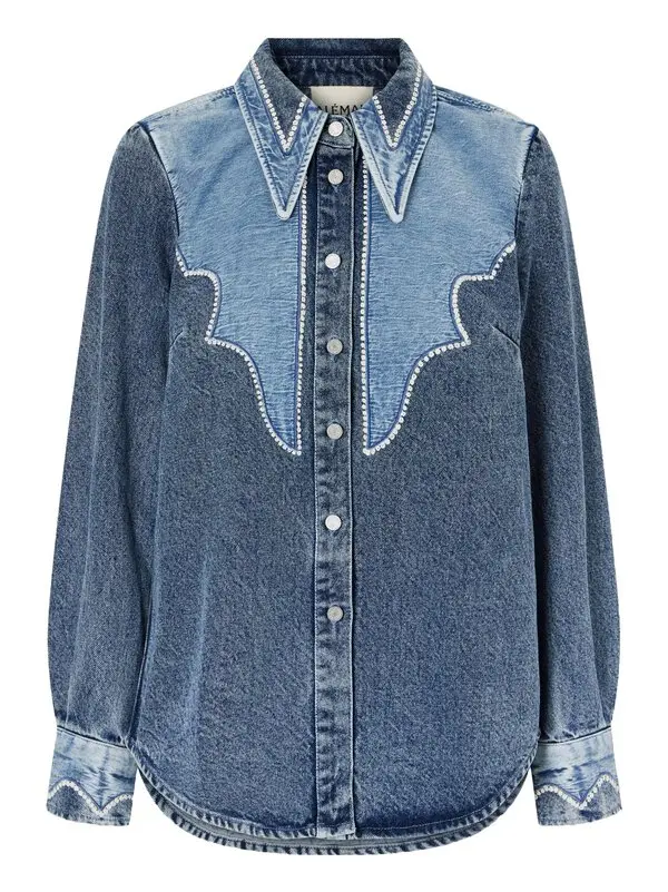ALEMAIS Jesse Embroidered Denim Shirt - No
