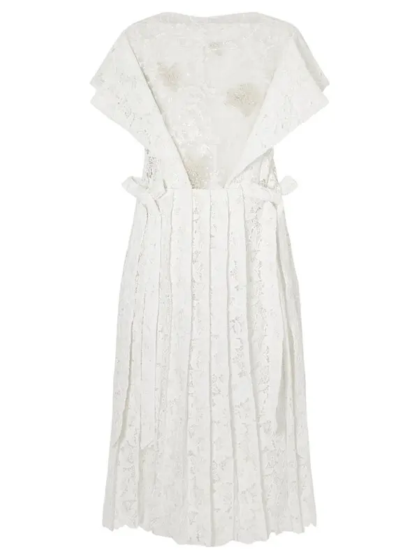 Simone Rocha Embellished Pleated Lace Midi Dress - No