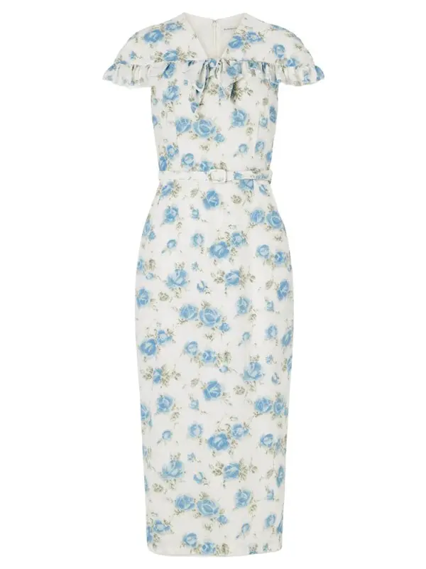 Alessandra Rich Silk-crepe Midi Dress - Blue