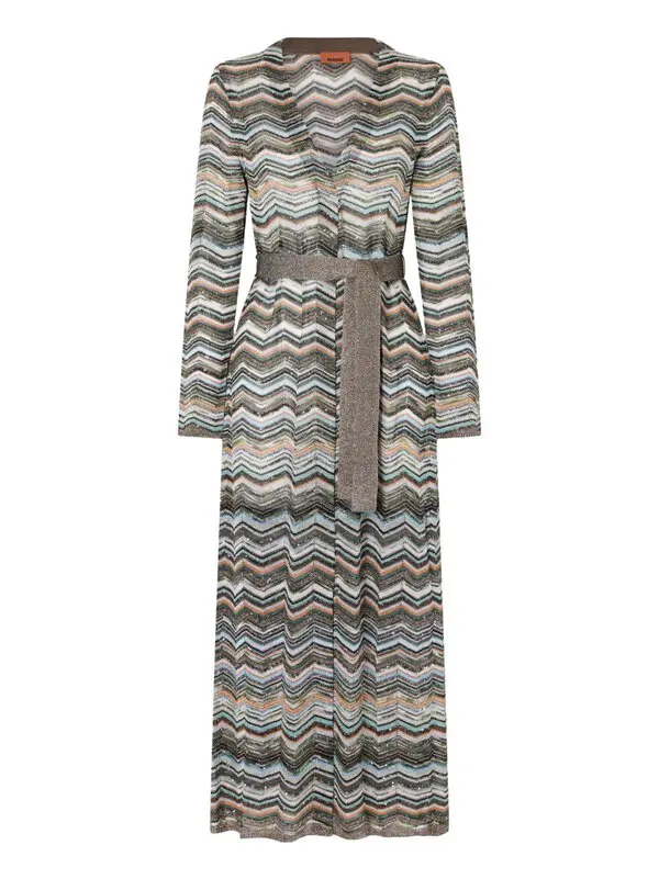 Missoni Striped Belted Crochet-knit Cardigan - Multicolor